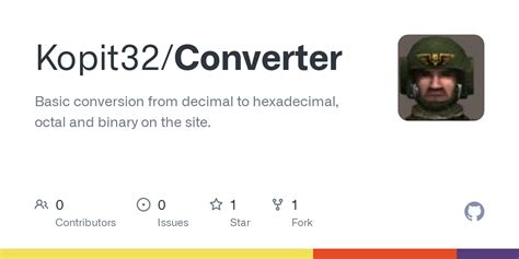 Github Kopit32converter Basic Conversion From Decimal To Hexadecimal Octal And Binary On