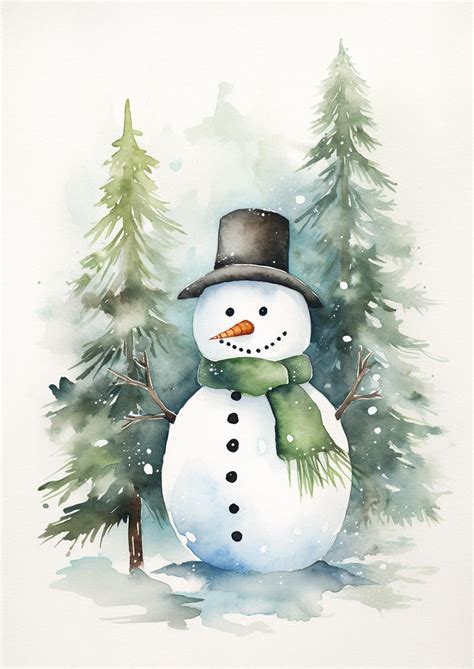 Whimsical Winter Snowman Watercolor Nursery Wall Art Artofit