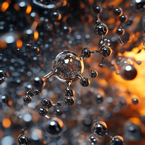 Abstract Molecular Structure 3d Render Shiny Chrome Atoms Science Technology Background Digital