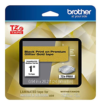 Brother Tze Premium Glitter Laminated Tape X Black Inkgold Tape Office Depot