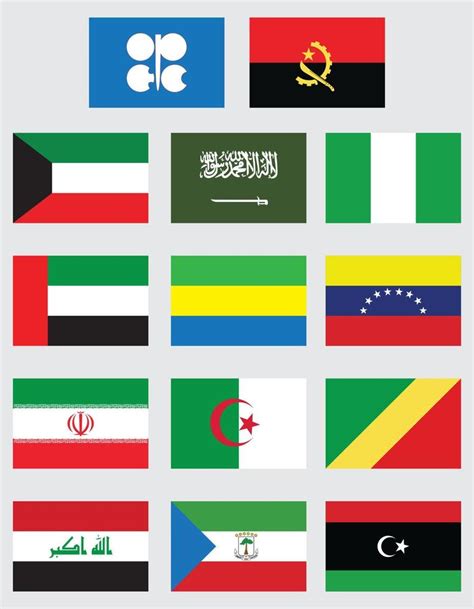 Opec Countries Flags 10550255 Vector Art At Vecteezy