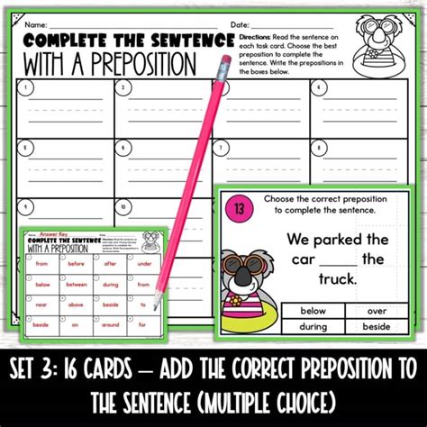 Prepositions Task Cards 4 Differentiated Sets Of Cards Tpt