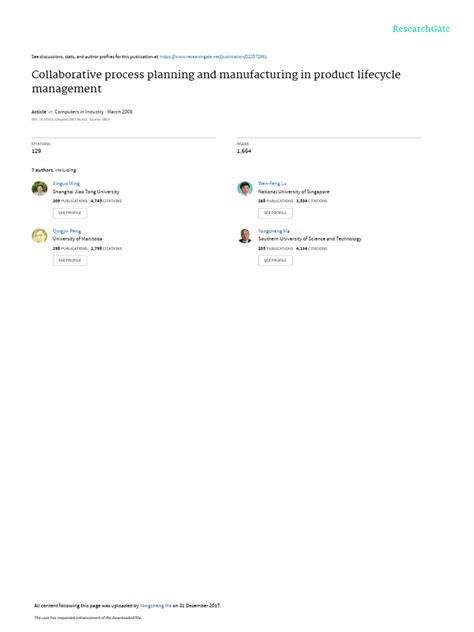 Collaborative Process Planning And Manufacturing I Pdf Product