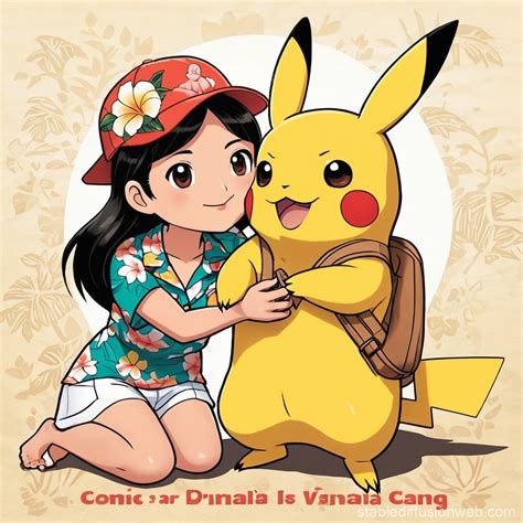 Pikachu And Pika Pika Couple In Hawaiian Paradise Stable Diffusion Online