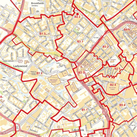 Birmingham City Centre Postcode Sectors Wall Map C4 Xyz Maps