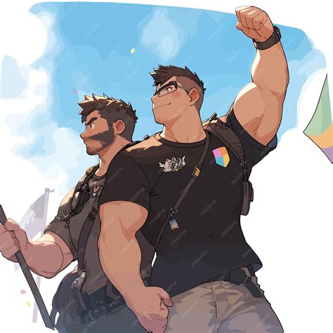 Premium Vector A Cartoon Illustration Of Two Gay Men In Lgbt Pride
