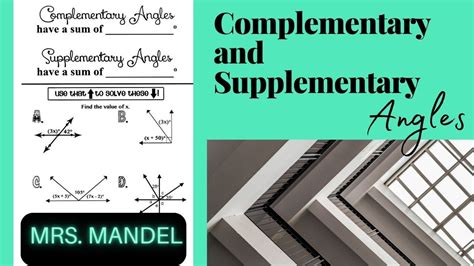 Complementary And Supplementary Angles Youtube