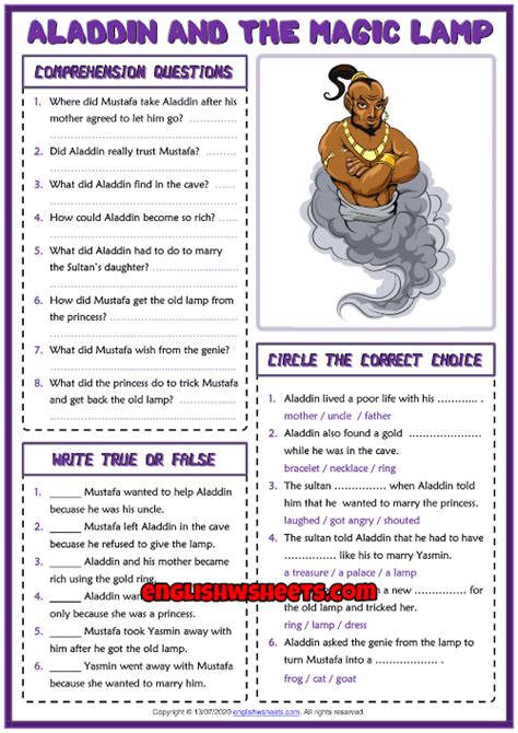 Printable Aladdin Story