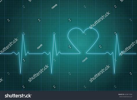 Vector Illustration Heart Pulse Blue Stock Vector Royalty Free