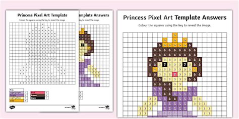 Princess Pixel Art Template Twinkl Arts
