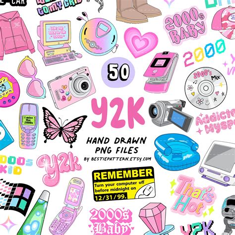 Y2k Bundle Clipart Png Sublimation Designs 2000s Millennium Flip Phone