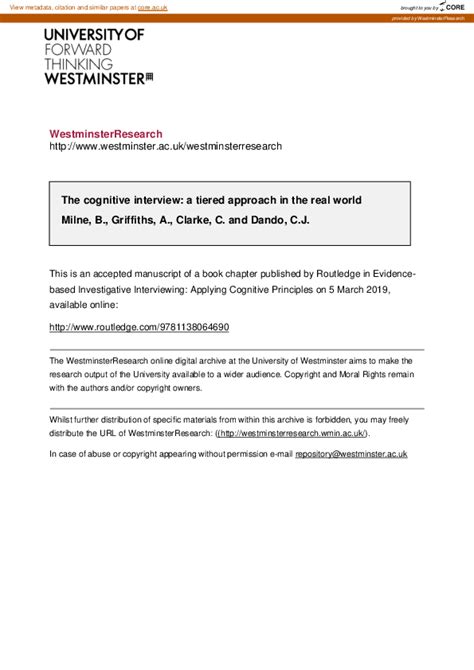 Pdf The Cognitive Interview A Tiered Approach In The Real World