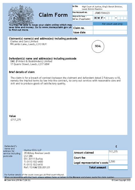 Claim Form Prep Task Unit 4 Claim Form You May Be Able To Issue