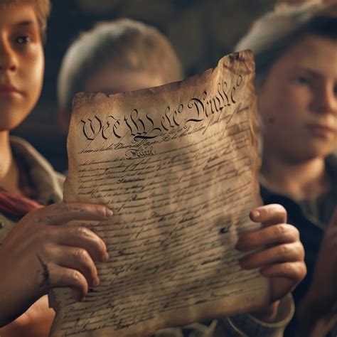 Closeup Of Weathered Copy Of The Declaration Of Independence Premium Ai Generated Image