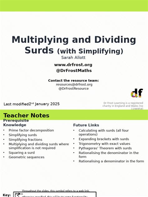 Multiplying And Dividing Surds With Simplifying Lesson Pdf