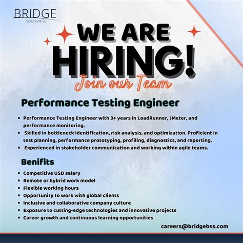 Performance Testing Engineer At Bridge Solutions Sl Colombo Sri