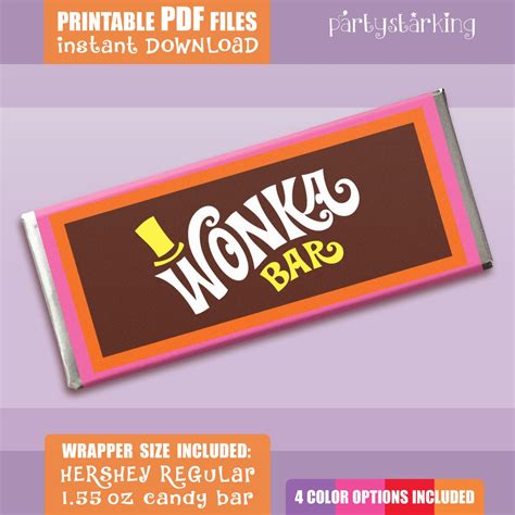 Wonka Bar Wrapper Regular Hershey Bar Size 155 Oz Wonka Bar Candy
