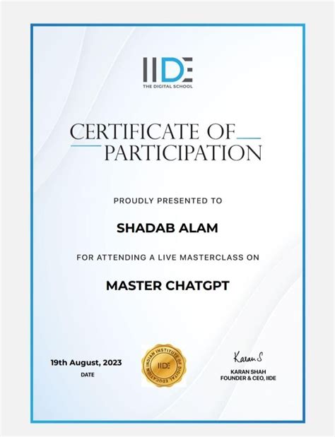 Shadab Alam On Linkedin Hello Connections I Got A Certificate For