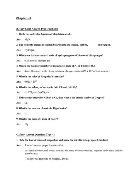Class 9 Sciencechapter 8 Download Free Pdf Mole Unit Sodium Chloride