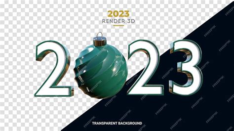 Premium Psd 2023 Number 3d And Ball Realistic Render