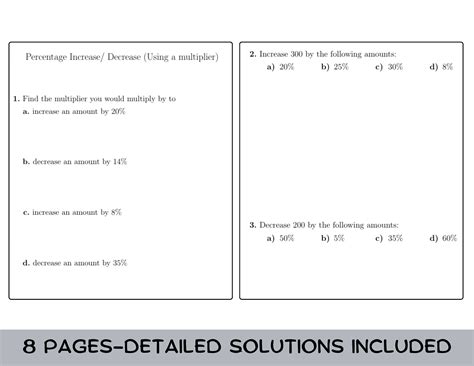 Percentage Increasedecrease Using A Multiplier Worksheet With