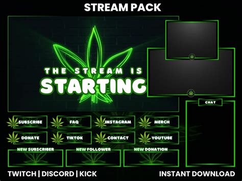 Weed Leaf Twitch Stream Pack Twitch Screen Overlay Animated Screens Webcam Overlay Chat