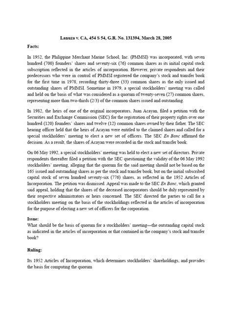 Lanuza V Ca Pdf Stocks Shareholders