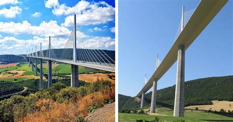 Millau Viaduct And Eiffel Tower