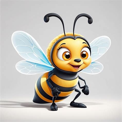 Cartoon Character Bee Isolated On White Background Premium Ai