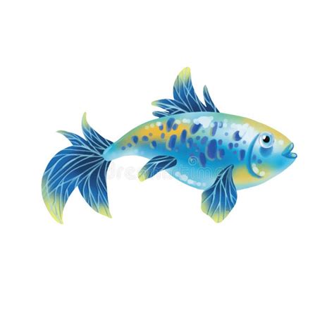 Cute Underwater Single Fish Colorful Design Vector Cartoon Aquarium