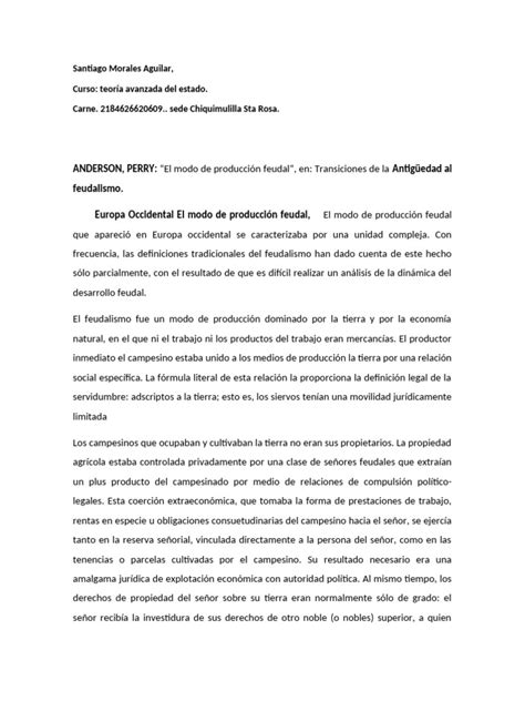 Evaluacion 2do Parcial Santiago Morales Pdf Feudalismo Campesino