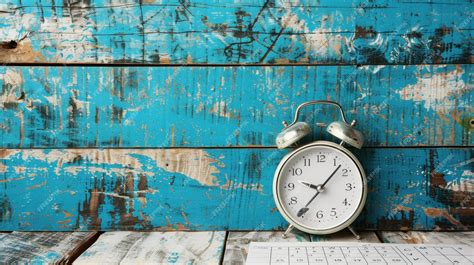 Timeline Background White Analog Alarm Clock On Calendar With Grunge