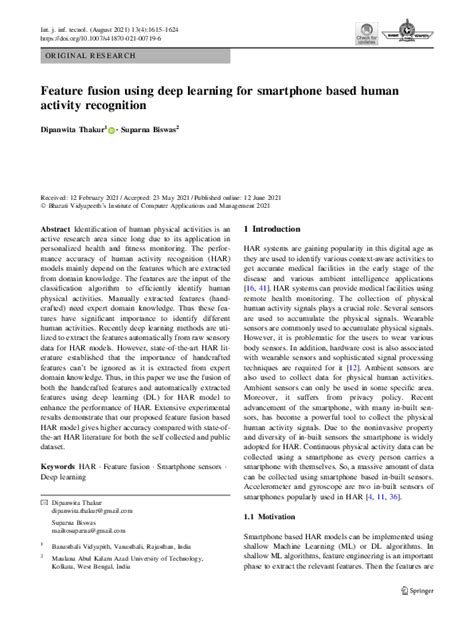 Pdf Feature Fusion Using Deep Learning For Smartphone Based Human Activity Recognition