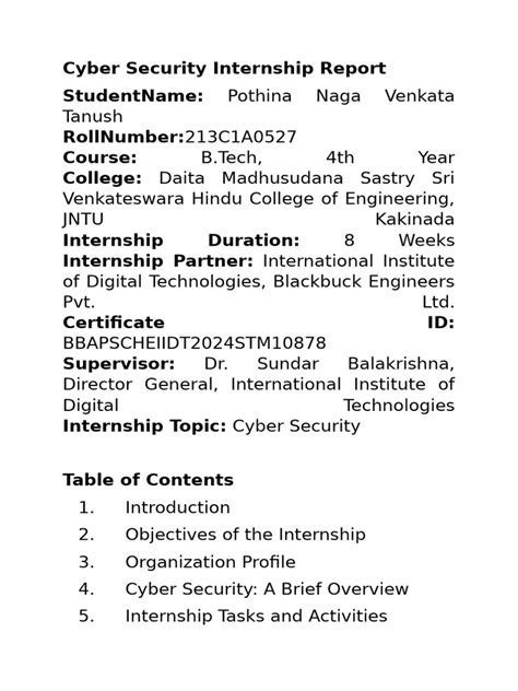 Cyber Security Internship Overview Pdf Computer Security Security