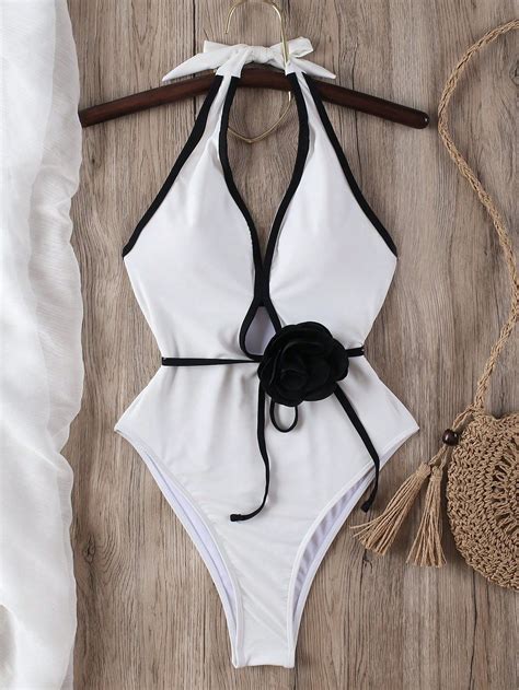 Traje De Baño De Una Pieza Para Mujeres Con Diseño De Bloques De Color