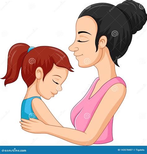 A Mother Hugging Her Daughter Stock Vector Illustration Of Mother