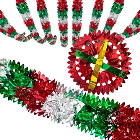 4 Cadenas Papel Metálico Tricolor Decoración México 9m Meses Sin Interés