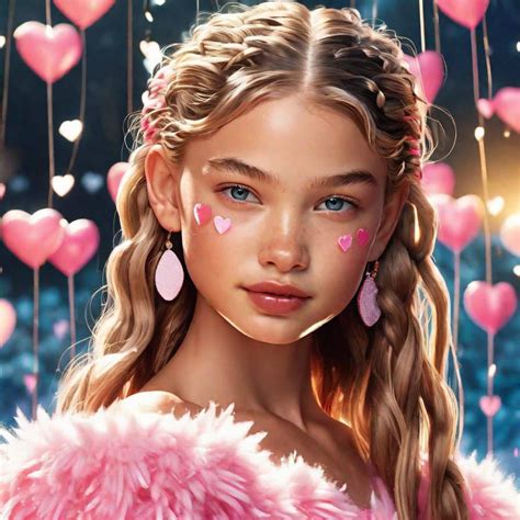 Girl With Pink Hearts On Her Cheeks By Fallinginlovewithai On Deviantart