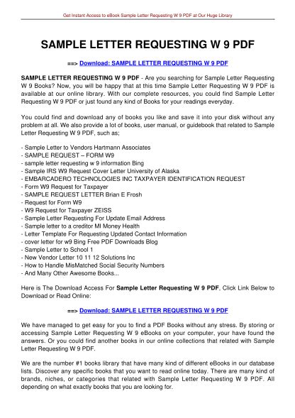 W 9 Request Letter Sample Format Sample Letter Requesting W9 From