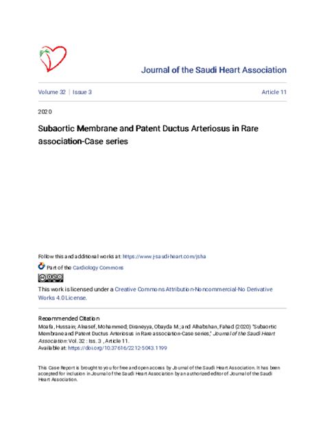 Pdf Subaortic Membrane And Patent Ductus Arteriosus In Rare