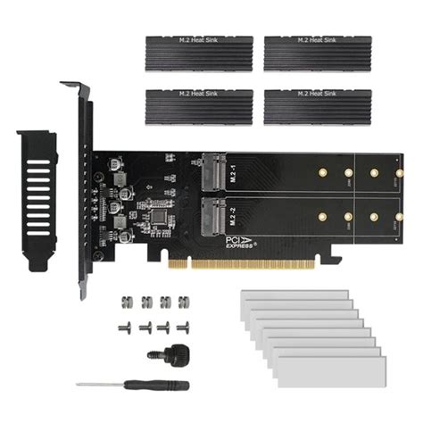 Pcie To M2 Adapter Card Pcie X16 4 Port M2 Nvme M Key Ssd Add On Card