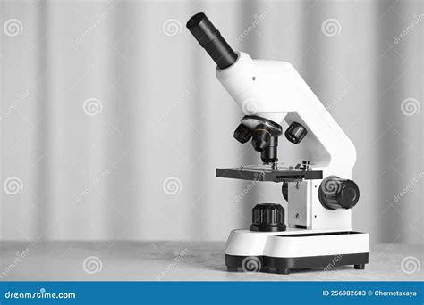 Modern Microscope On Table Indoors Space For Text Stock Image Image