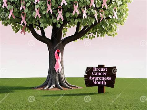 A Tree With Pink Ribbons Hanging From Its Branches Breast Cancer