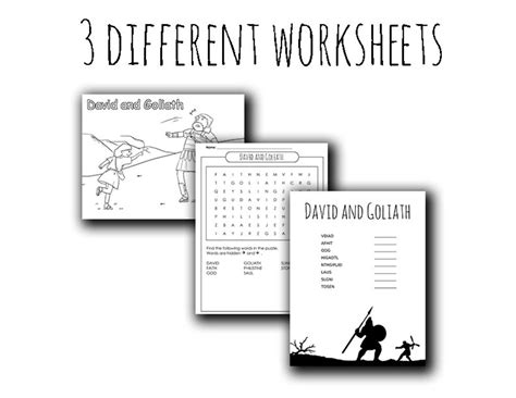 David And Goliath Activity Pack Digital Instant Download  And Pdf Files Bible Story