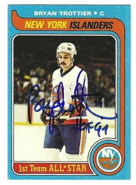 Autographed Bryan Trottier Hof 97 New York Islanders 1979 80 Topps Card Main Line Autographs