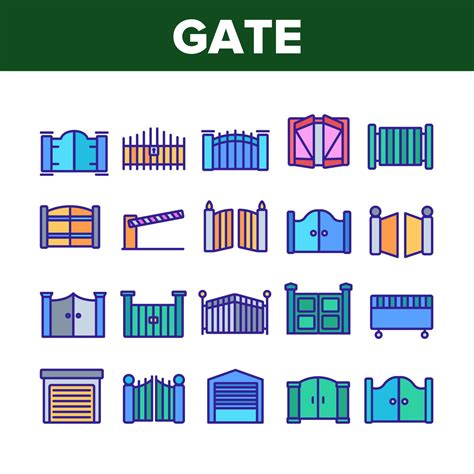Gate Entrance Tool Collection Icons Set Vector 9933275 Vector Art At