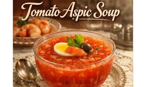 Tomato Aspic Soup Recipe 1950s Classic Vintage Chilled Tomato Soup