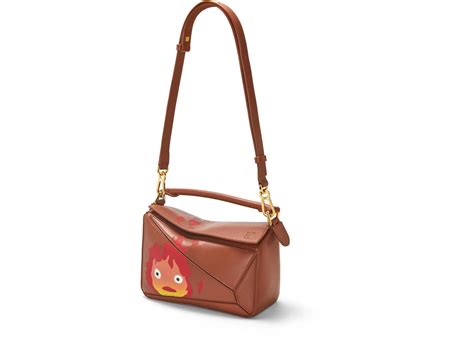 Loewe X Howls Calcifer Small Puzzle Bag In Satin Calfskin Rust In Calfskin Leather With Gold