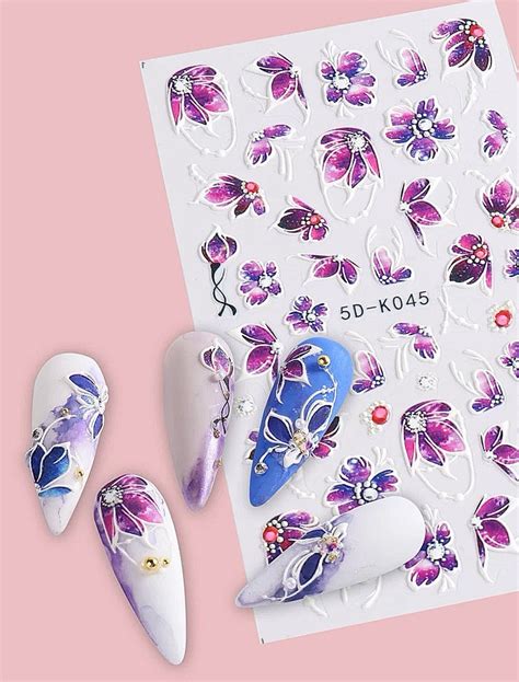 5d Flower Nail Decals Nail Art Decoration Blossom Nail Stickers