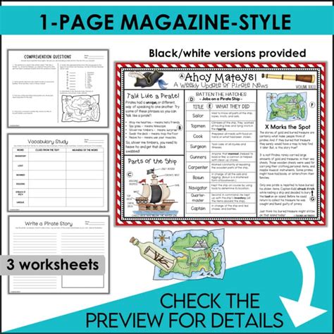 Pirates Comprehension Reading Passages Upper Elementary Print And Read No